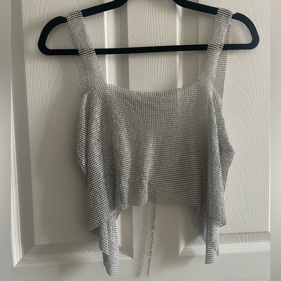 Tops | Sparkly Silver Crop Top | Poshmark